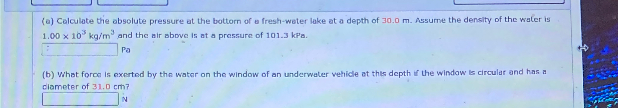 Solved (a) ﻿Calculate the absolute pressure at the bottom of | Chegg.com