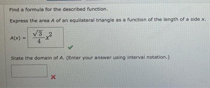 Solved Find a formula for the described function. Express | Chegg.com