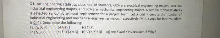 Solved Q1. An engineering statistics class has 18 students; | Chegg.com