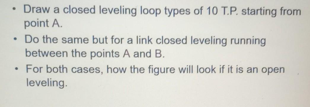 Solved Draw a closed leveling loop types of 10 T.P. starting | Chegg.com