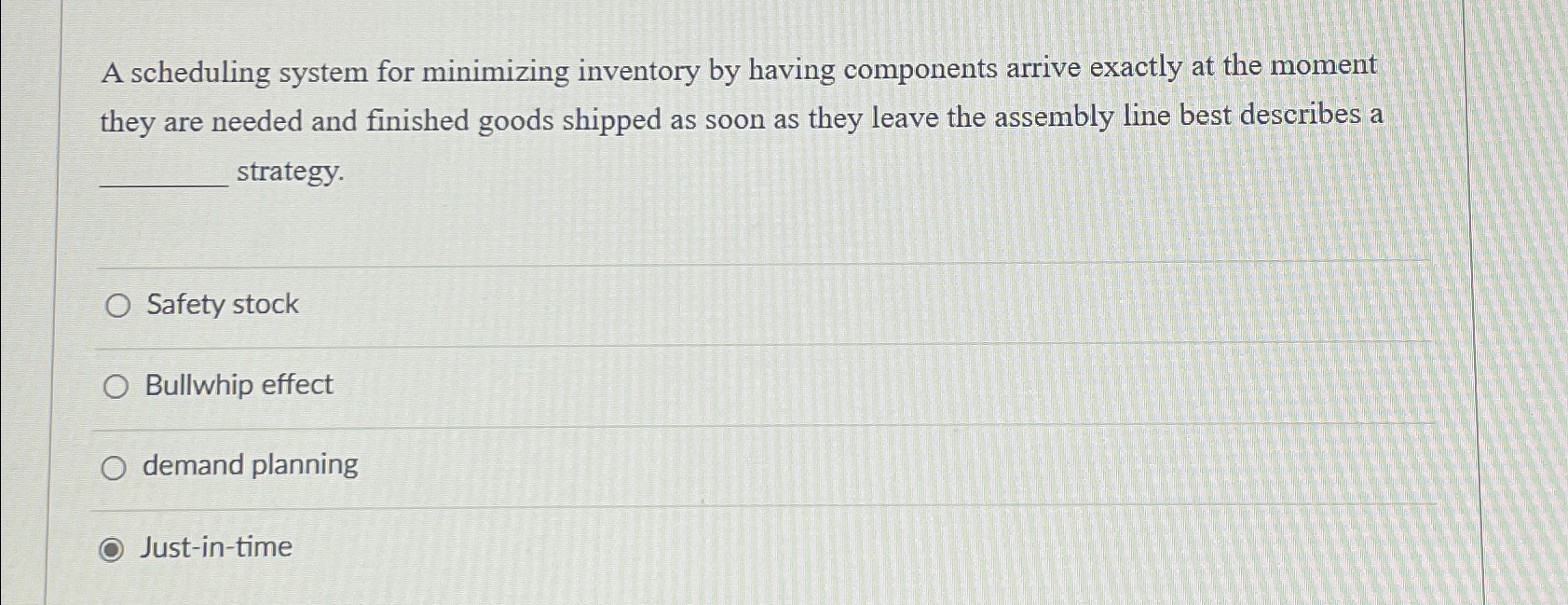 Solved A scheduling system for minimizing inventory by | Chegg.com