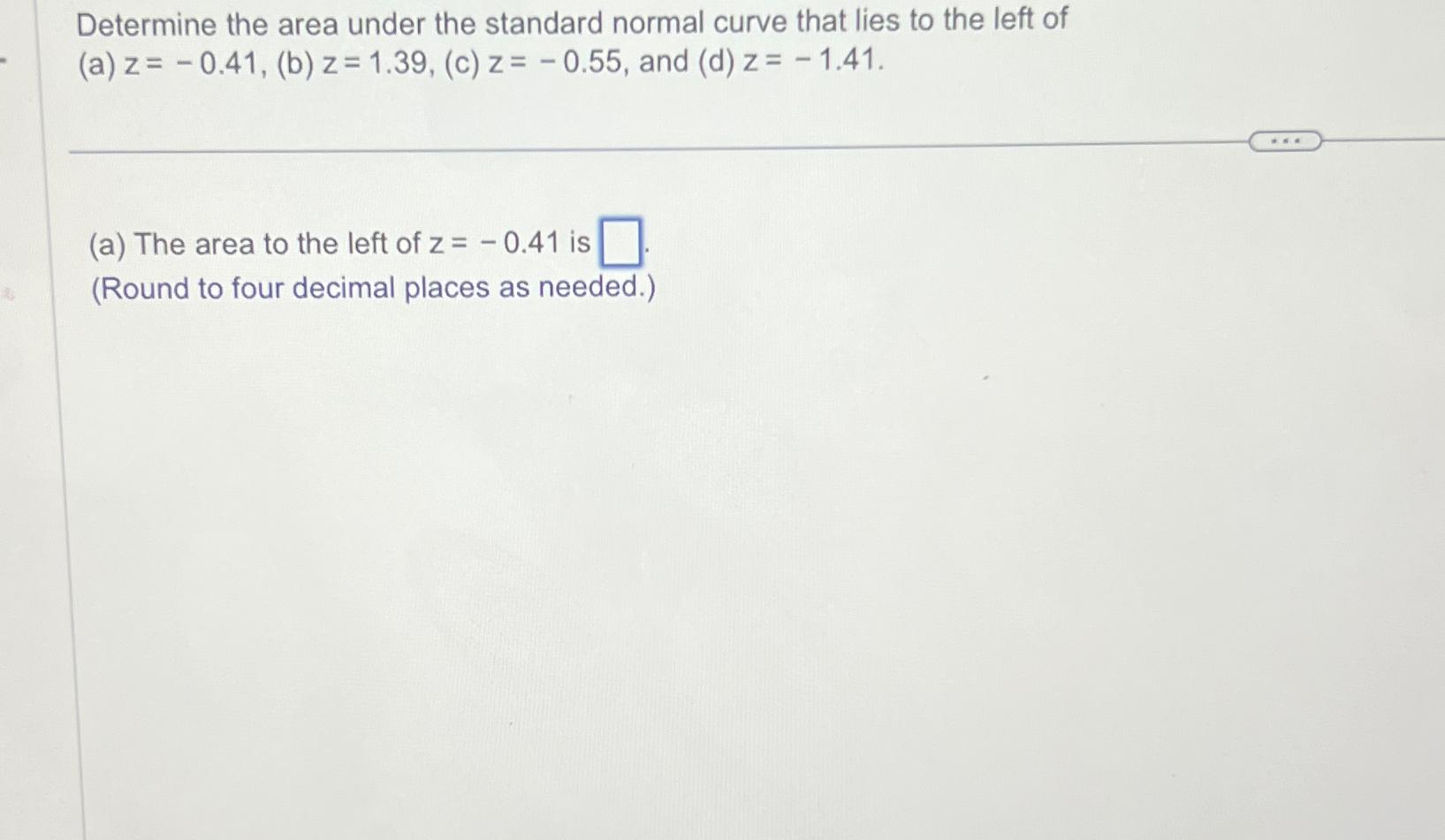 Solved Determine the area under the standard normal curve | Chegg.com