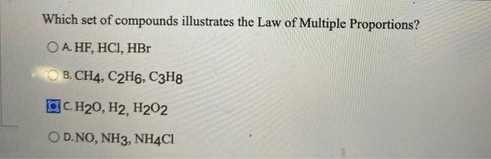 Solved Which set of compounds illustrates the Law of | Chegg.com