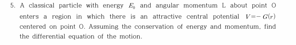 Solved A classical particle with energy E0 ﻿and angular | Chegg.com