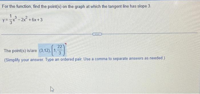 Solved For the function, find the point(s) on the graph at | Chegg.com