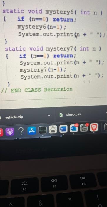 Solved The method call integer is 5 for mystery 6 and 7. | Chegg.com