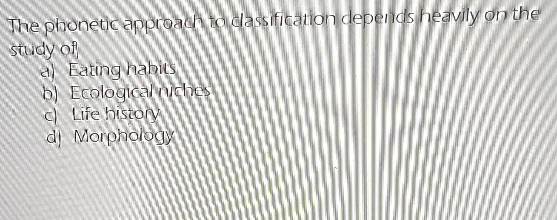 Solved The phonetic approach to classification depends | Chegg.com