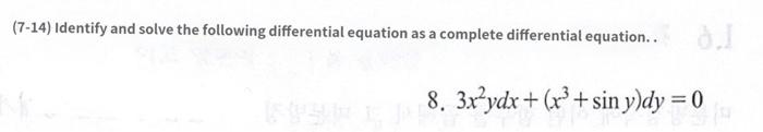 Solved (7-14) Identify and solve the following differential | Chegg.com