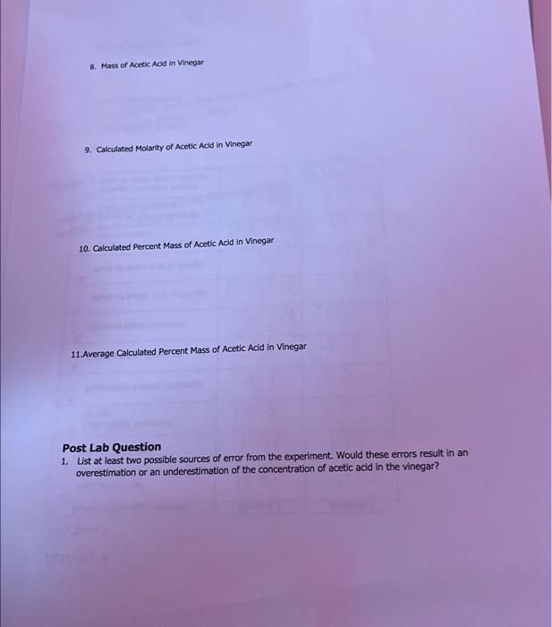Solved Show Calculations for Trial 1 below 5. Volume of NaOH | Chegg.com