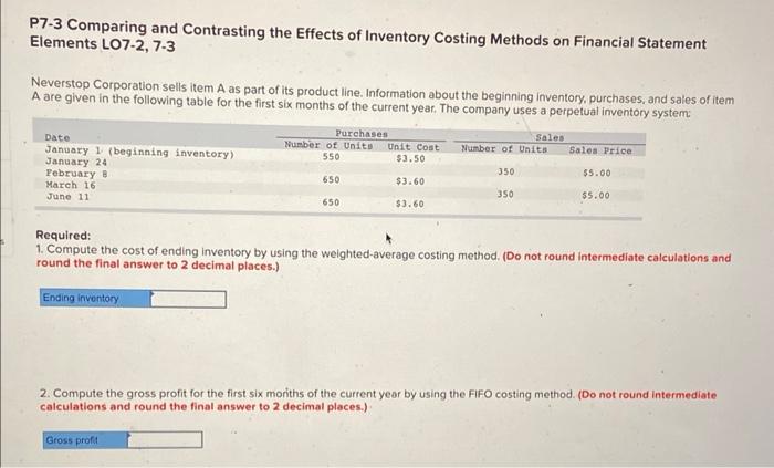 Solved P7-3 Comparing and Contrasting the Effects of | Chegg.com