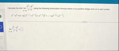 Solved Calculate the limit limx→ax5-a5x-a ﻿using the | Chegg.com