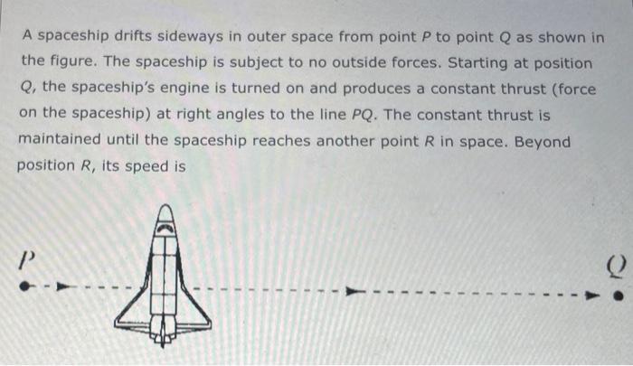 Solved A spaceship drifts sideways in outer space from point | Chegg.com