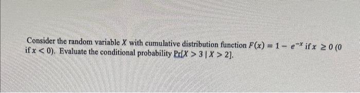 Solved Consider the random variable X with cumulative | Chegg.com