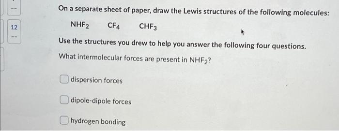Solved 12 CF4 On a separate sheet of paper, draw the Lewis | Chegg.com