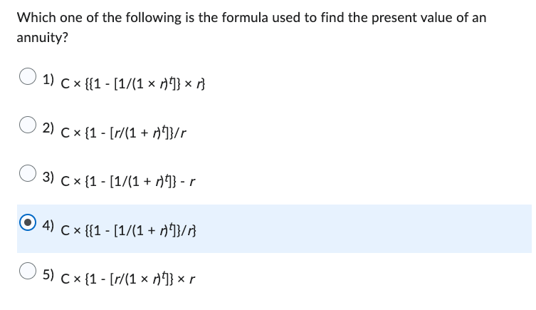 Solved Which one of the following is the formula used to | Chegg.com