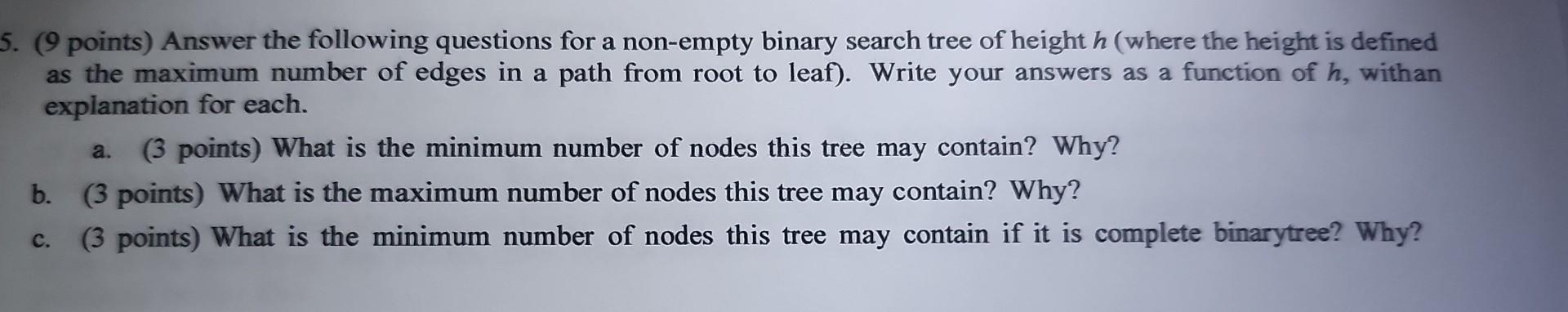 Solved (9 points) Answer the following questions for a | Chegg.com