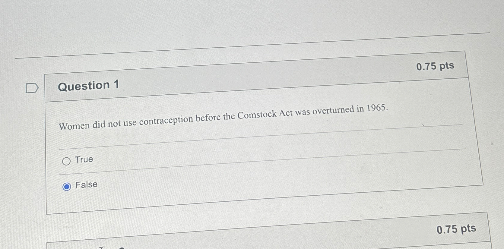 Solved 0.75 ﻿ptsQuestion 1Women did not use contraception | Chegg.com
