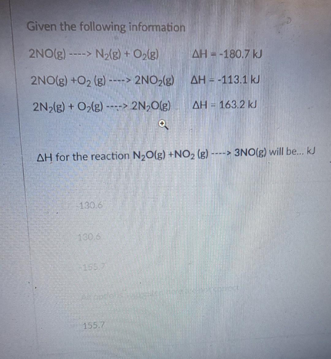 Solved Given the following information 2NO(g)→N2( g)+O2( | Chegg.com