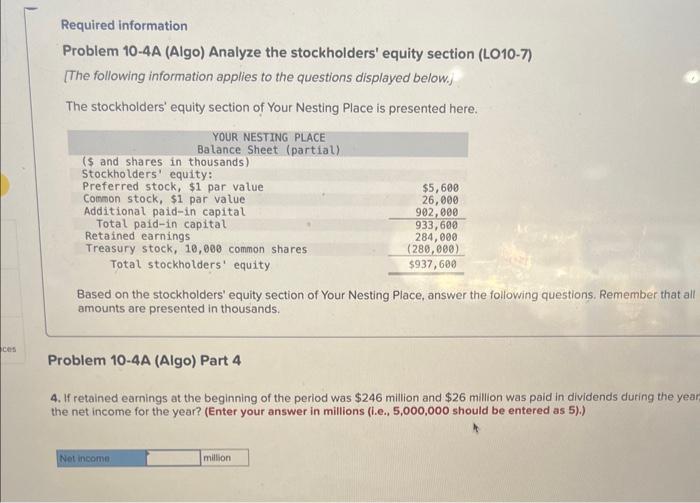 Solved Required information Problem 10-4A (Algo) Analyze the | Chegg.com