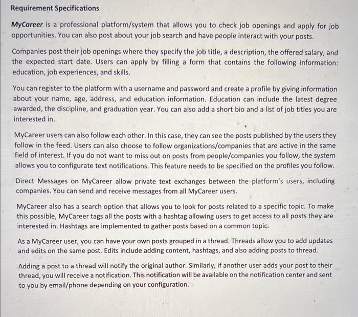 Solved MyCareer is a professional platform/system that | Chegg.com