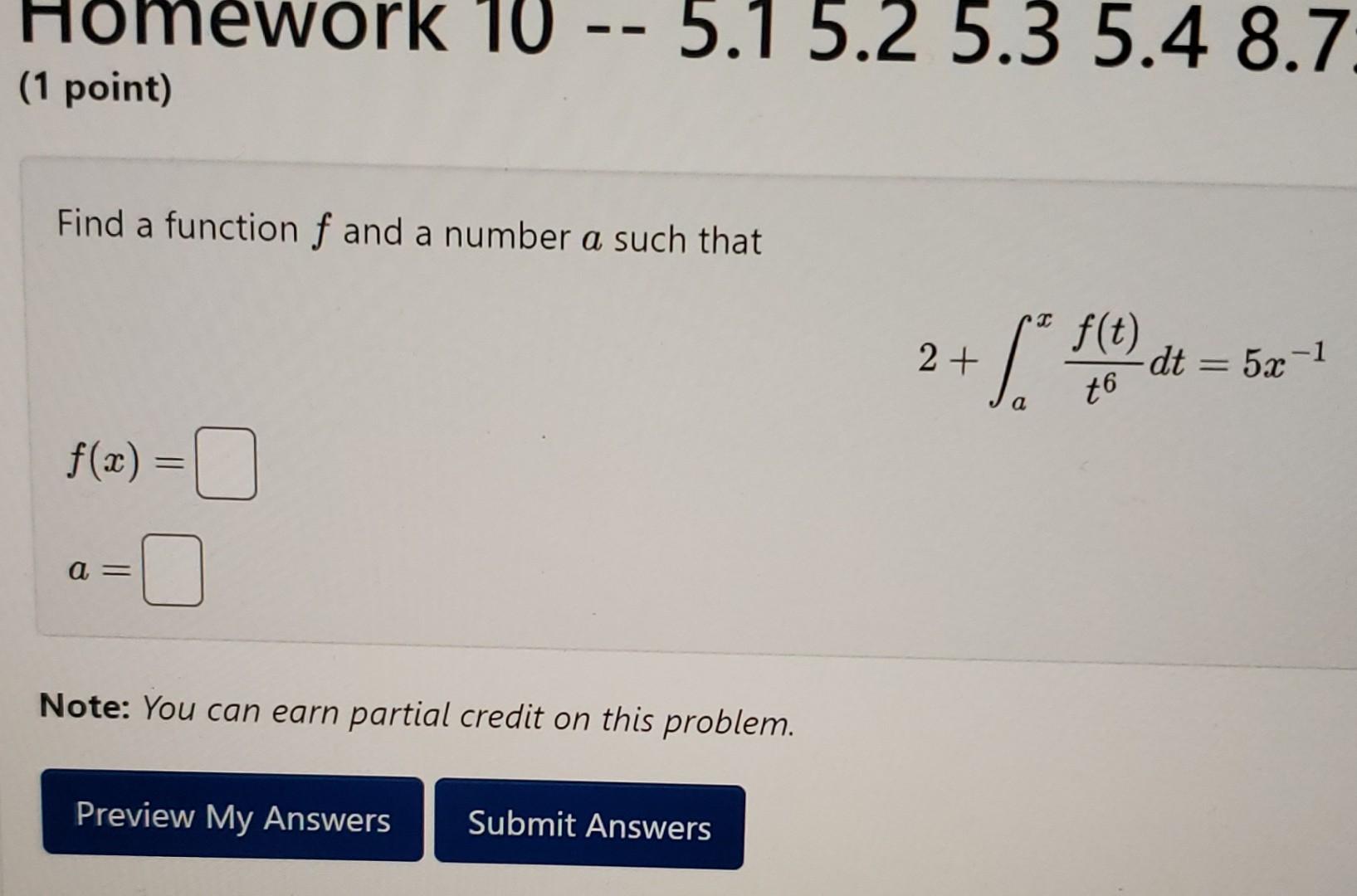 Solved Homework 10−−5.15.25.35.48.7 (1 point) Find a | Chegg.com