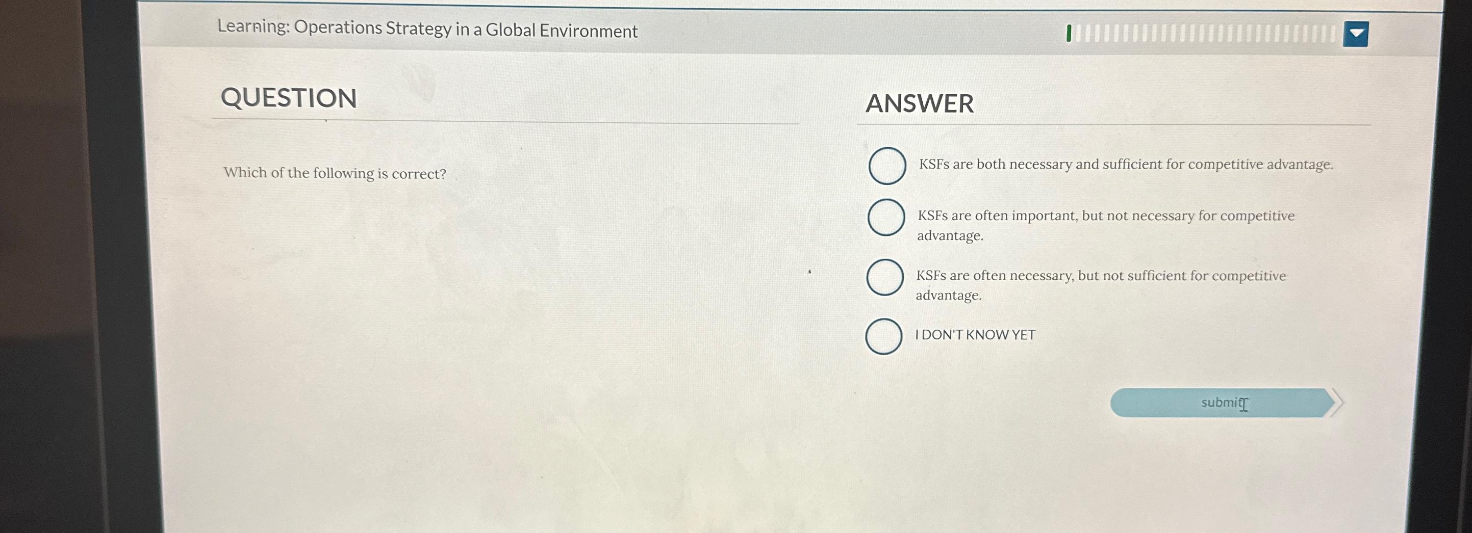 Solved Learning: Operations Strategy in a Global | Chegg.com