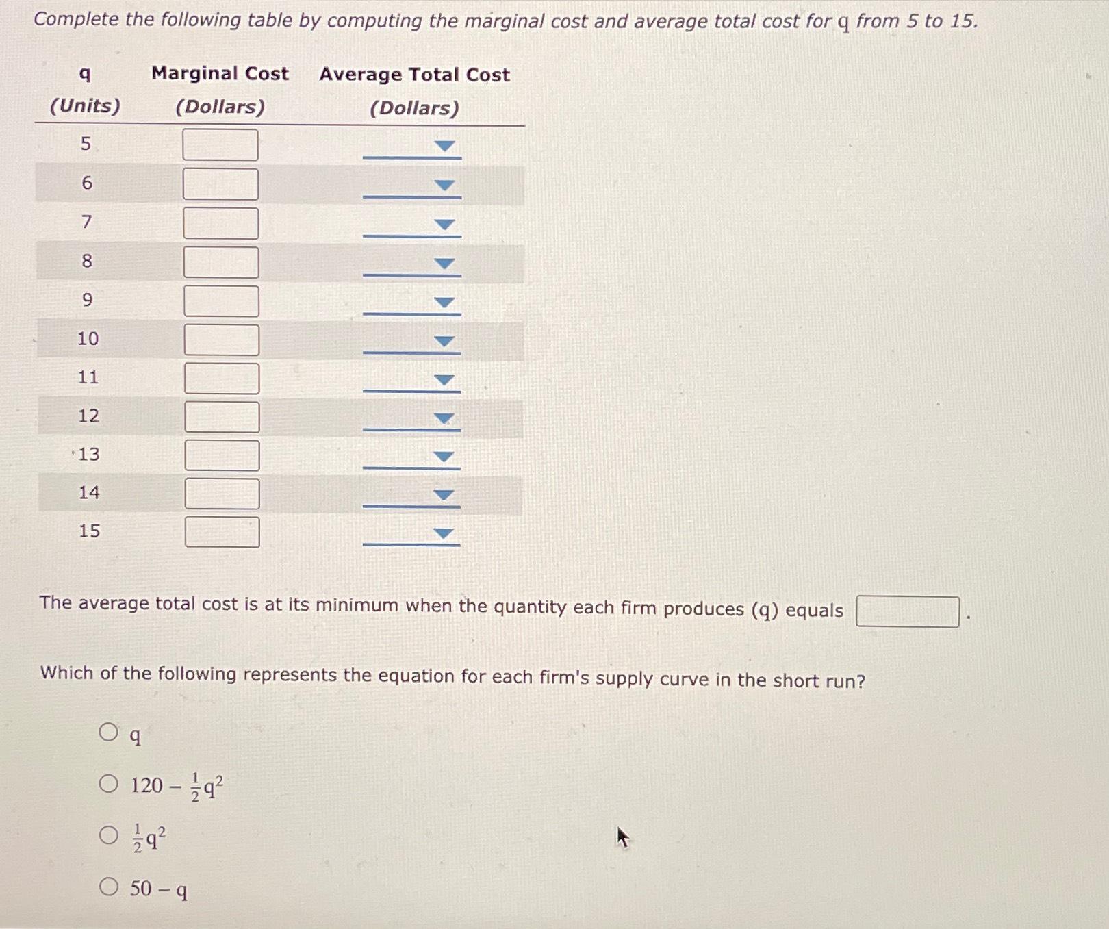 Solved Complete the following table by computing the | Chegg.com