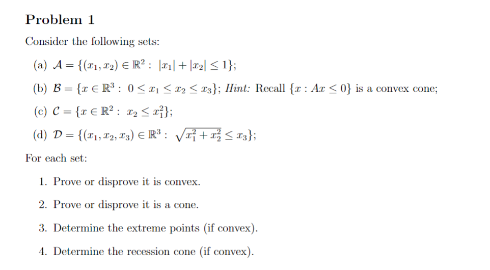 Solved Problem 1Consider the following | Chegg.com