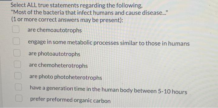 Solved Select ALL true statements regarding the following, | Chegg.com