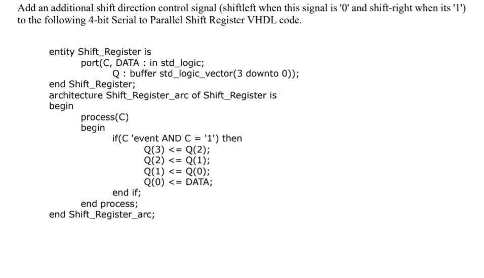Solved Add an additional shift direction control signal | Chegg.com