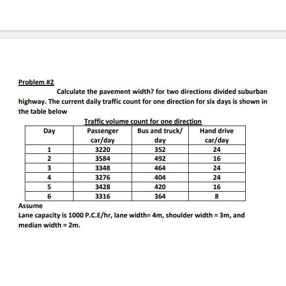 Solved Problem #1 Calculate the pavement width? for two | Chegg.com