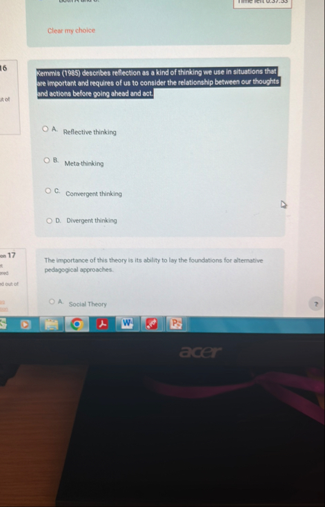 [Solved]: Clear my choice 16 Nemmis (1985) describes reflect