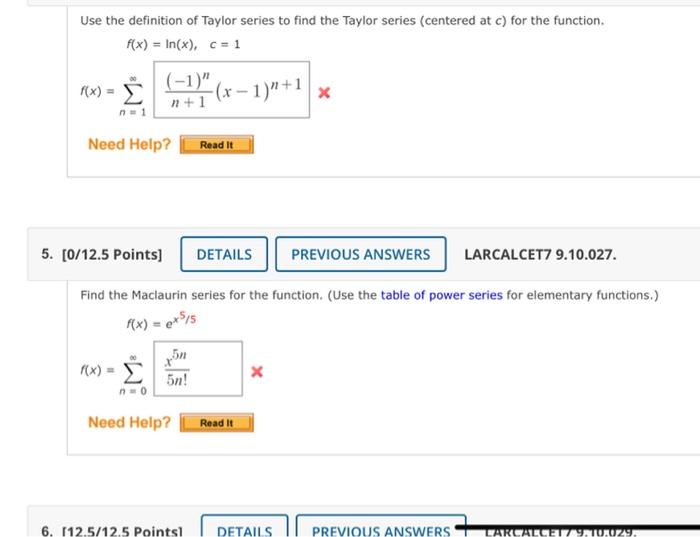 Solved Use the definition of Taylor series to find the | Chegg.com