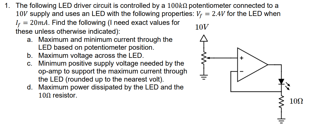 Solved The following LED driver circuit is controlled by a | Chegg.com