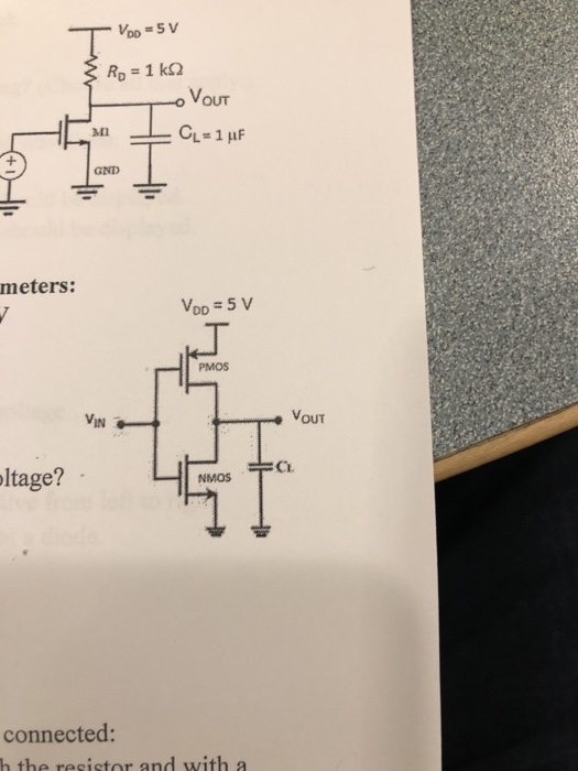 Solved VOD=5 V Rp = 1 k12 - Vout M 1 CL = 1 MF GND = meters: | Chegg.com