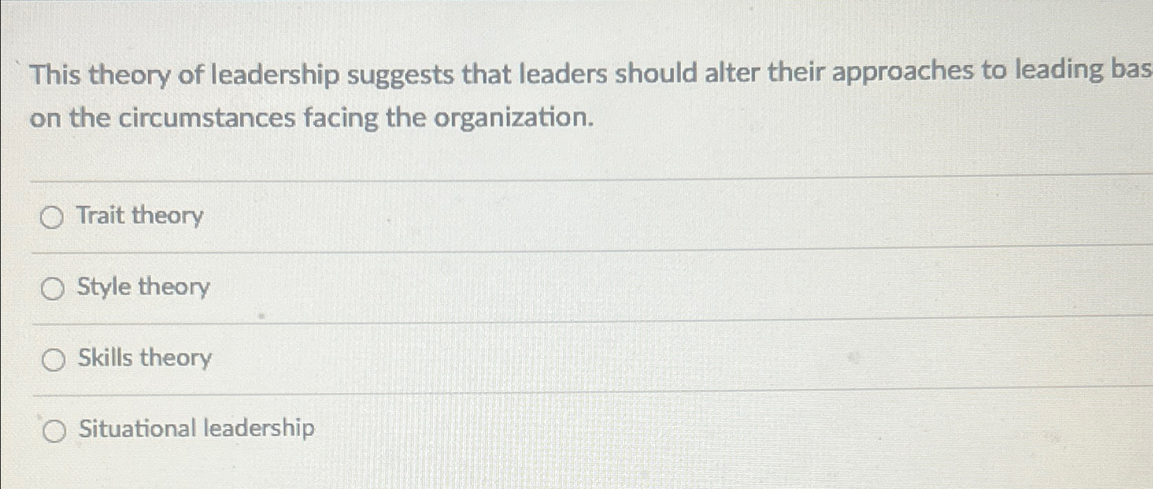 Solved This theory of leadership suggests that leaders | Chegg.com