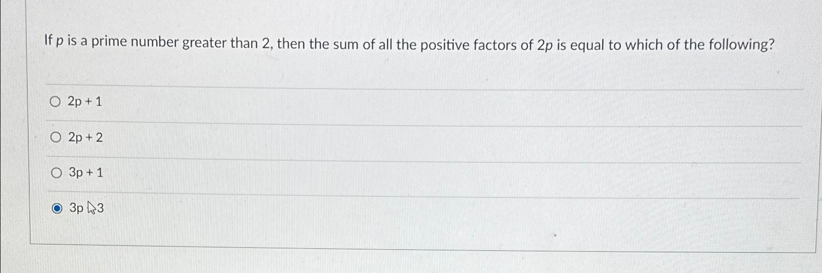 Solved If p ﻿is a prime number greater than 2 , ﻿then the | Chegg.com