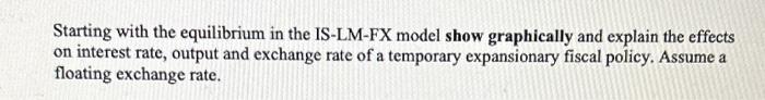 Solved Starting with the equilibrium in the IS-LM-FX model | Chegg.com