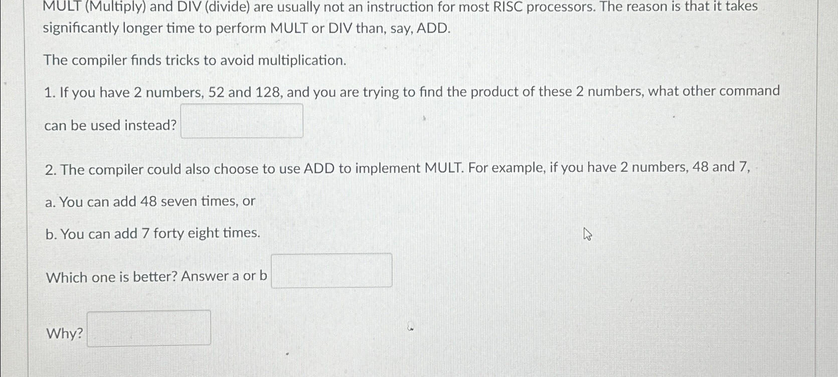 Solved MULT (Multiply) ﻿and DIV (divide) ﻿are usually not an | Chegg.com