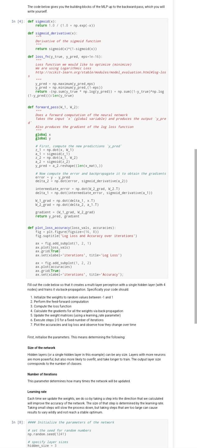 Backpropagation Exercise In this exercise we will use | Chegg.com
