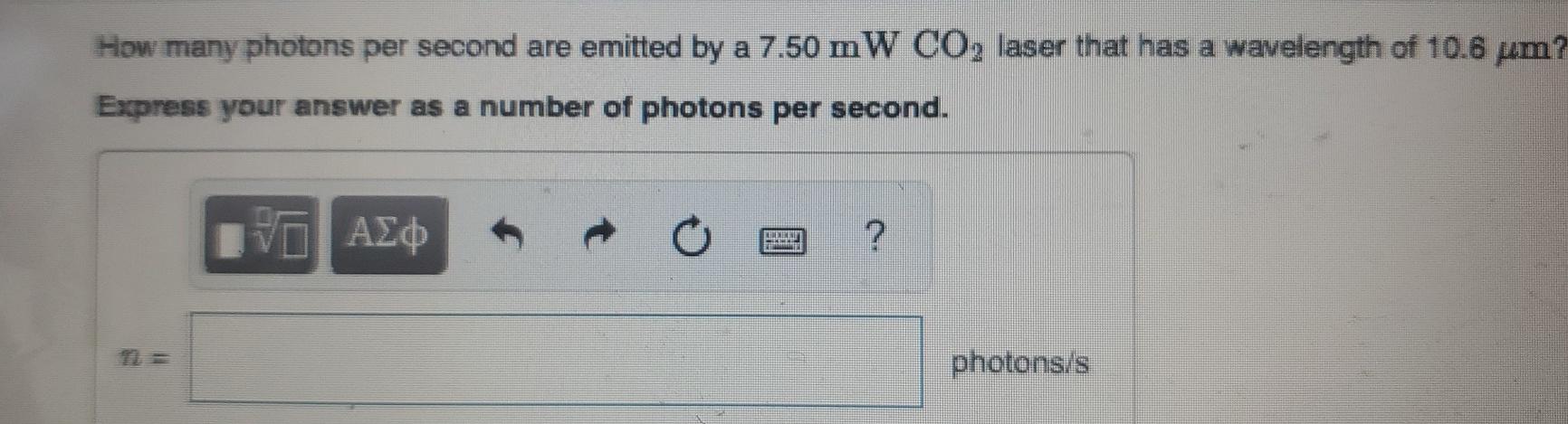 Solved How many photons per second are emitted by a 7.50 mW | Chegg.com