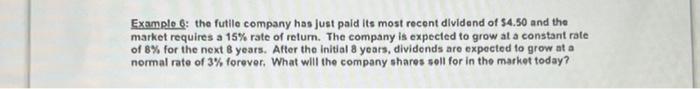 Solved Example 6: the futile company has just paid its most | Chegg.com