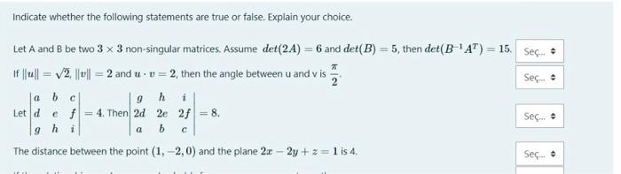 Solved Indicate whether the following statements are true or | Chegg.com