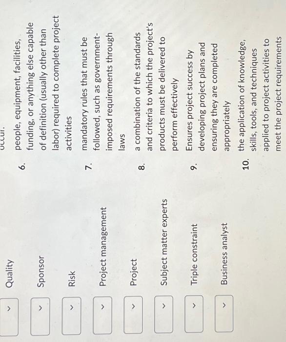 Solved Match the term with its correct definition. 1. | Chegg.com