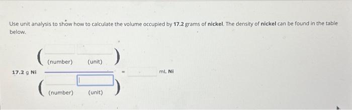 Solved Use unit analysis to show how to calculate the volume | Chegg.com