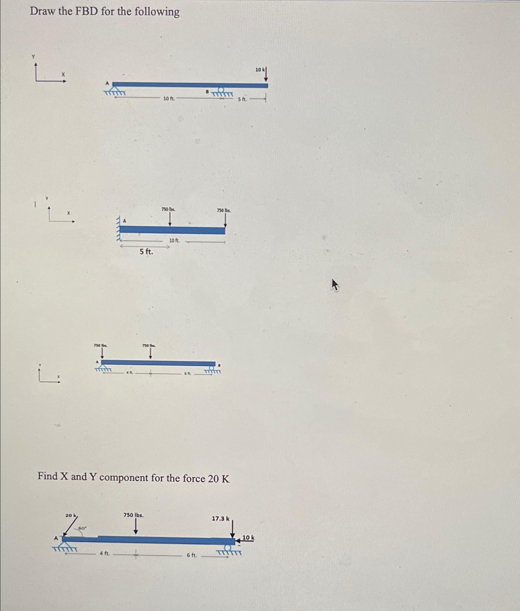 Solved Draw the FBD for the followingFind x ﻿and Y | Chegg.com