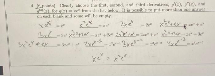 Solved 4. (6 points) Clearly choose the first, second, and | Chegg.com