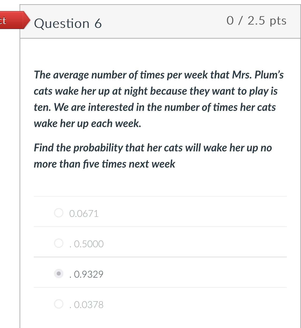 Solved Question 60 / 2.5 ﻿ptsThe average number of times per | Chegg.com