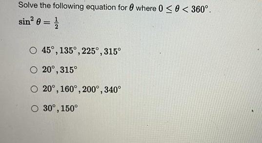 Solved Solve the following equation for where 0
