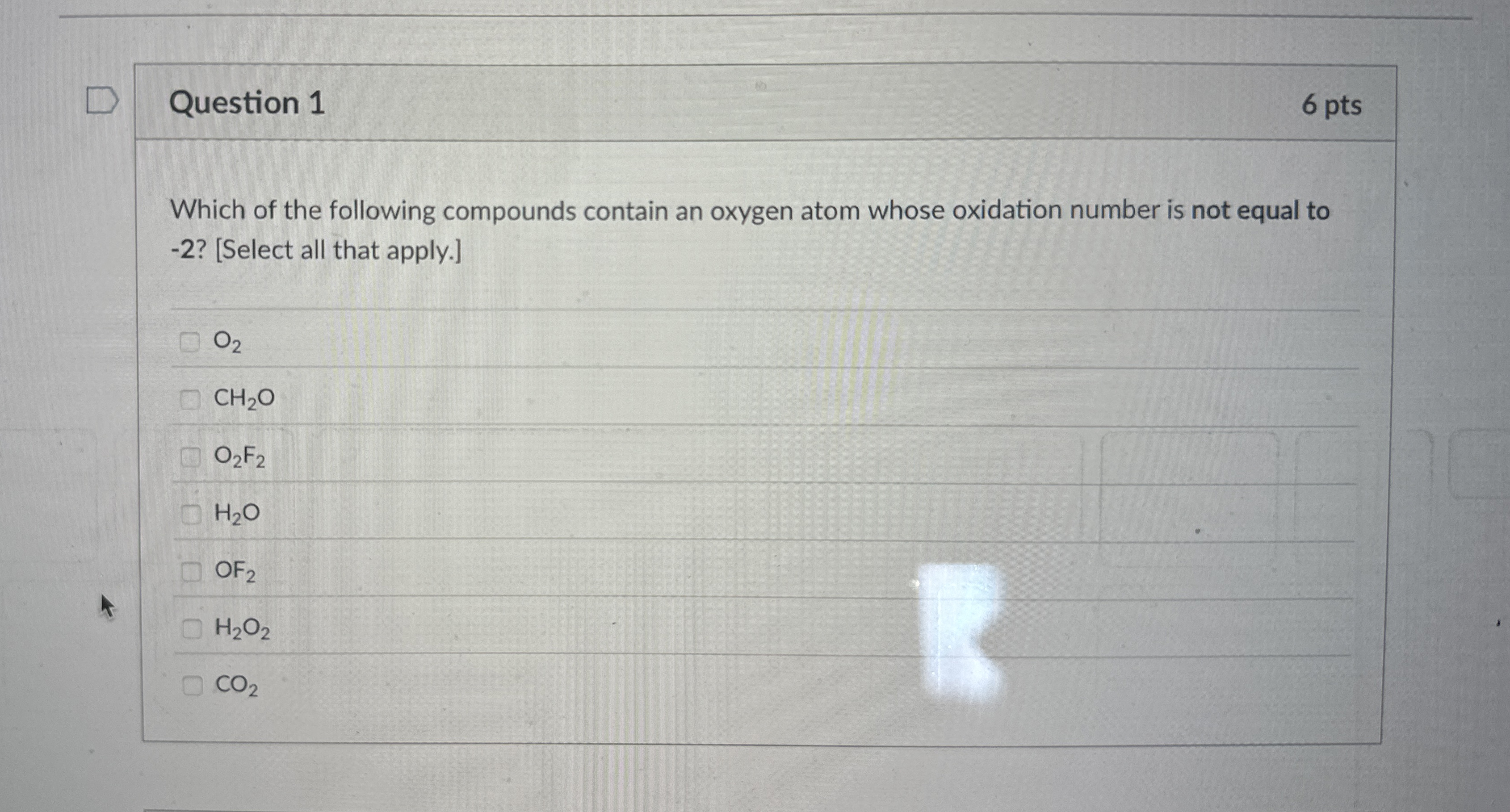 Solved Question 16 ﻿ptsWhich of the following compounds | Chegg.com